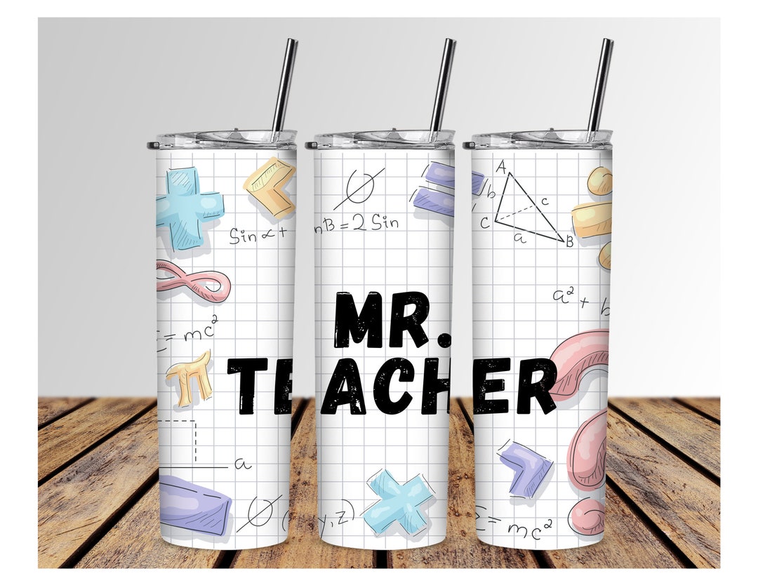 Customizable Colorful Math Doodles Teacher Design 20 Oz Steel Tumbler ...