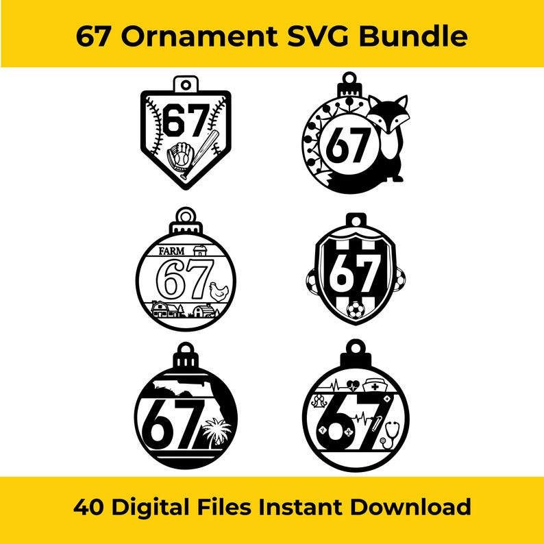 Number 67 Ornament SVG Bundle | Laser Cut Designs (digital Download) - Etsy
