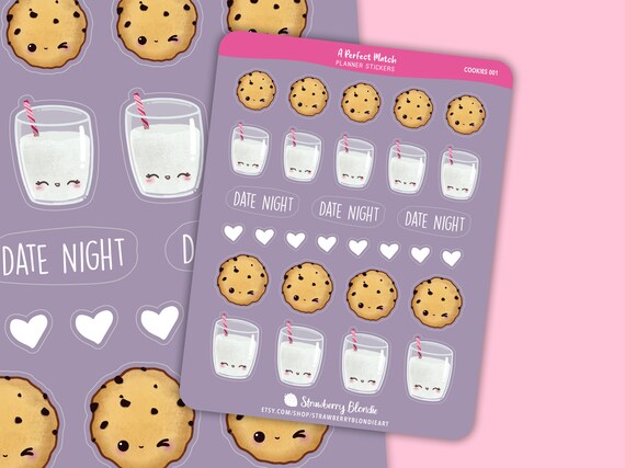A Perfect Match Milk and Cookies Planner Stickers Cookie - Etsy