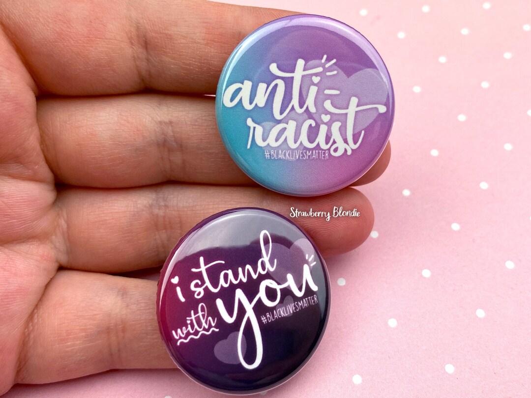 Anti-racist Badge I Stand With You Badge Lapel Pin 32mm Charity Button ...