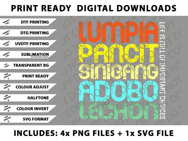 Filipino Philippine Food Lumpia Pancit Sinigang Adobo Lechon Png Bundle ...