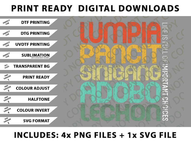 Filipino Philippine Food Lumpia Pancit Sinigang Adobo Lechon Png Bundle ...