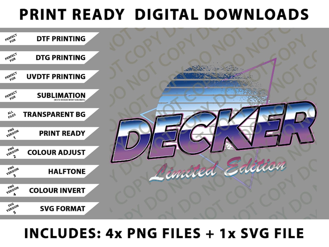 Decker Name Aesthetic Vaporwave 80S 90S Surname Png Bundle, Digital ...