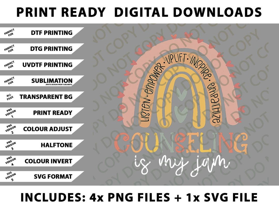 Back to School Counselor Counseling is My Jam Rainbow Png Bundle ...