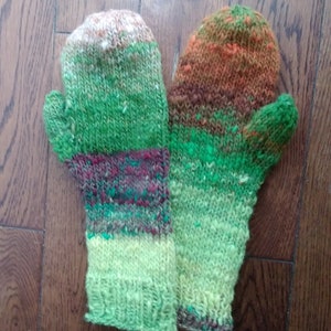 Random Striped, Green, Yellow Purple Wool Mittens - Etsy