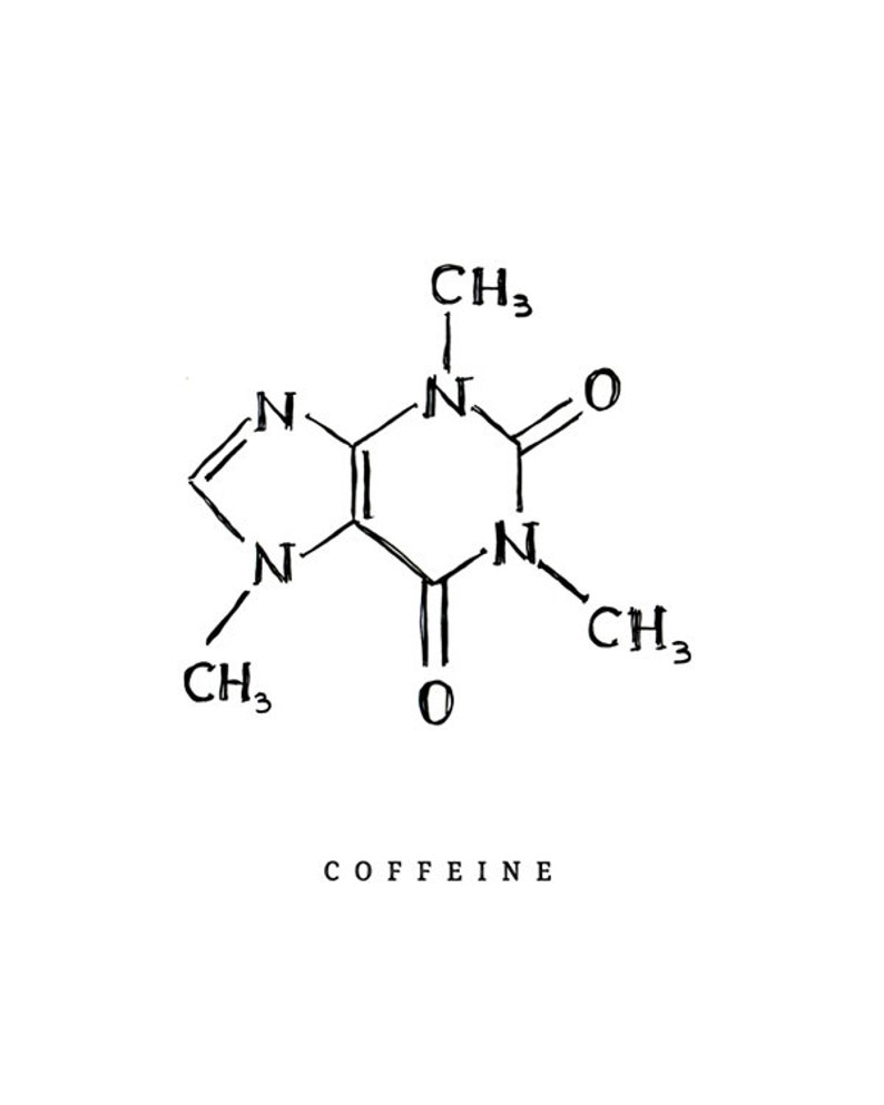 Coffee Chemical Formula, Coffeine Art Print, Coffee Printable Art ...