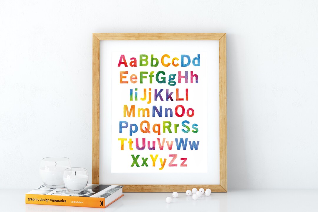 Watercolor Alphabet, Hand Painted Letters, Kids Art Print, Home Decor ...