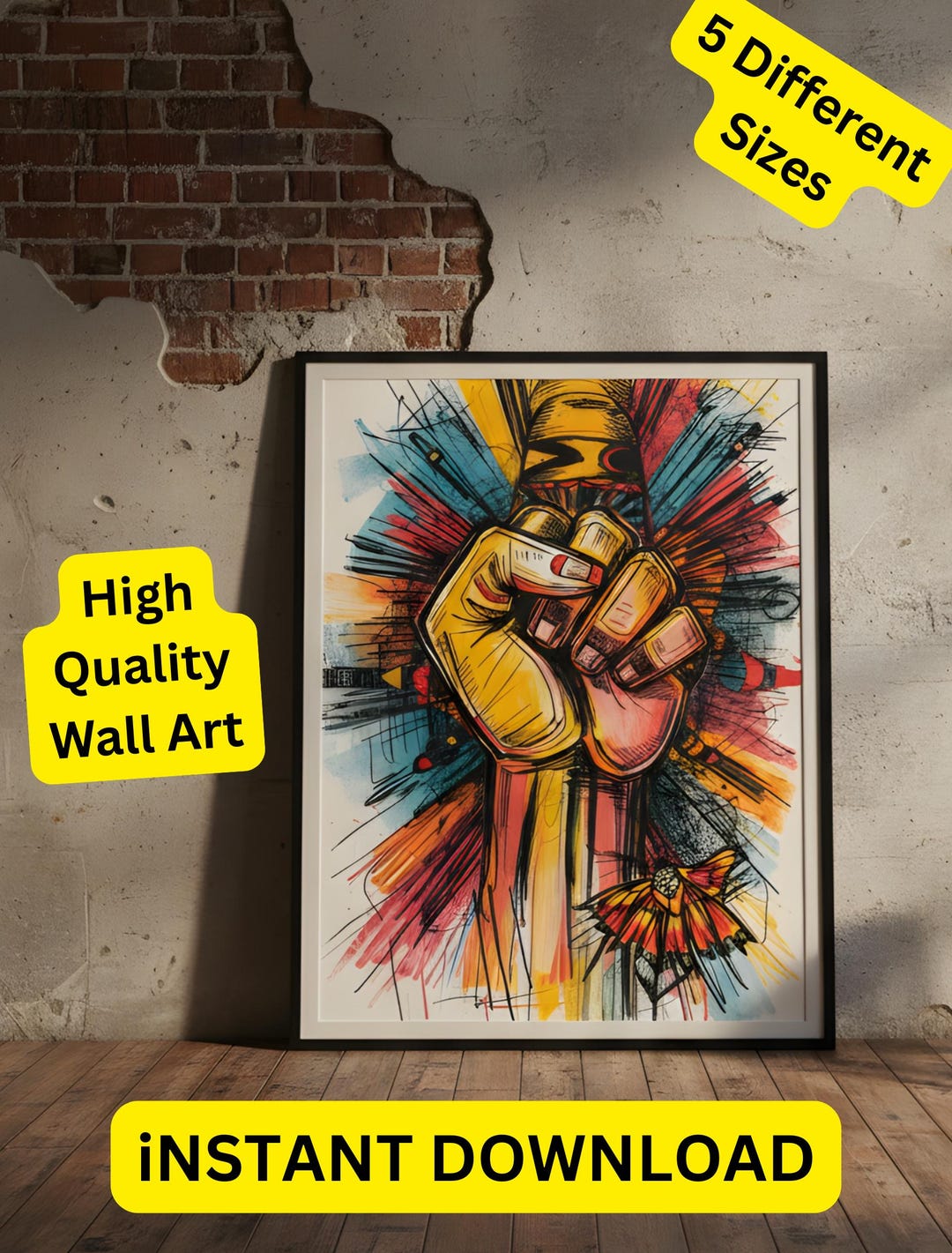 Black Power Afrocentric Wall Art, Freedom Fist Printable, African ...