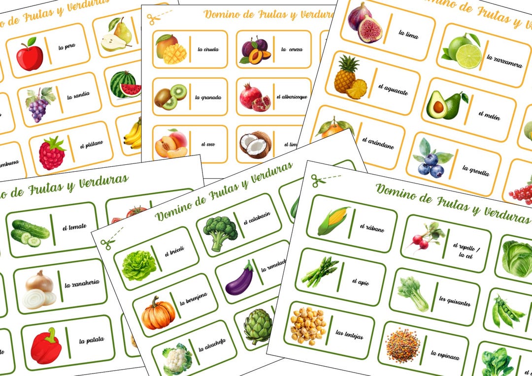 Dominoes Printable - Fruits, Vegetables, Food, Kitchen Utensils | PDF ...