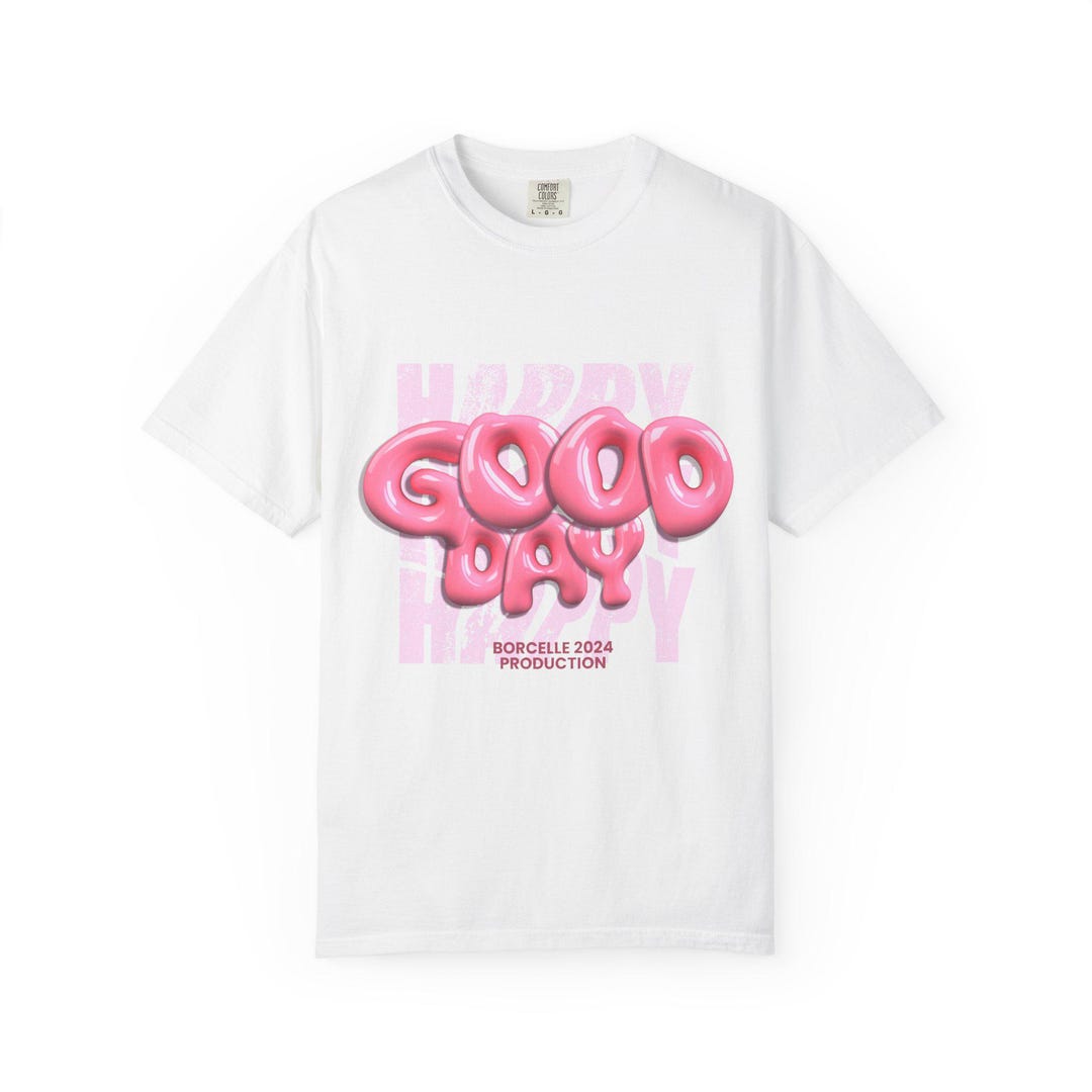 Pink Balloon 'good Day' Graphic T-shirt | Happy Typography Tee - Etsy