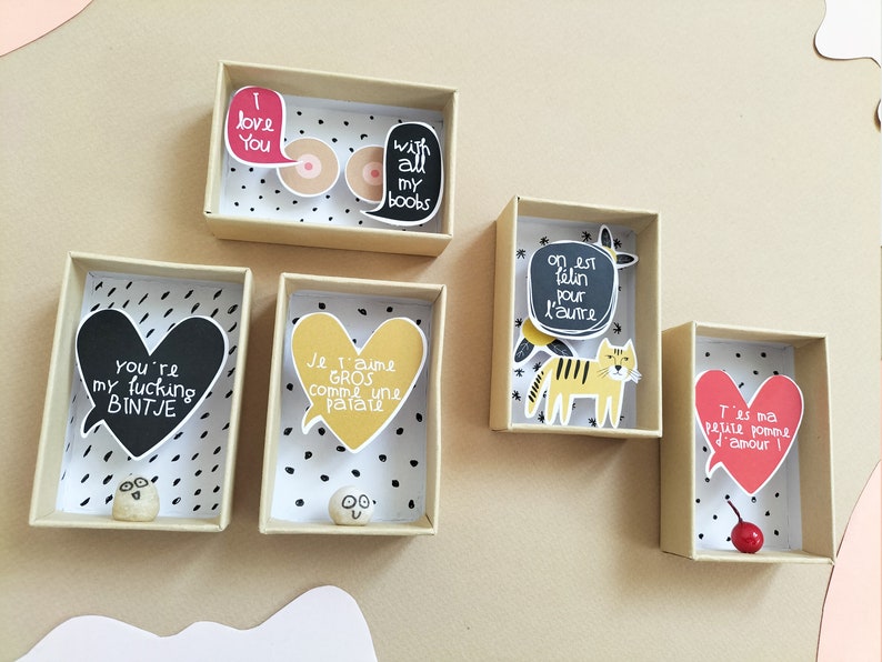 Love Message Diorama Box Small Message Box Valentine's - Etsy