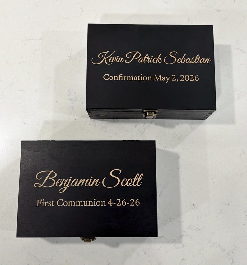 Personalized Wood Baptism Keepsake Box, Engraved First Communion Gift ...