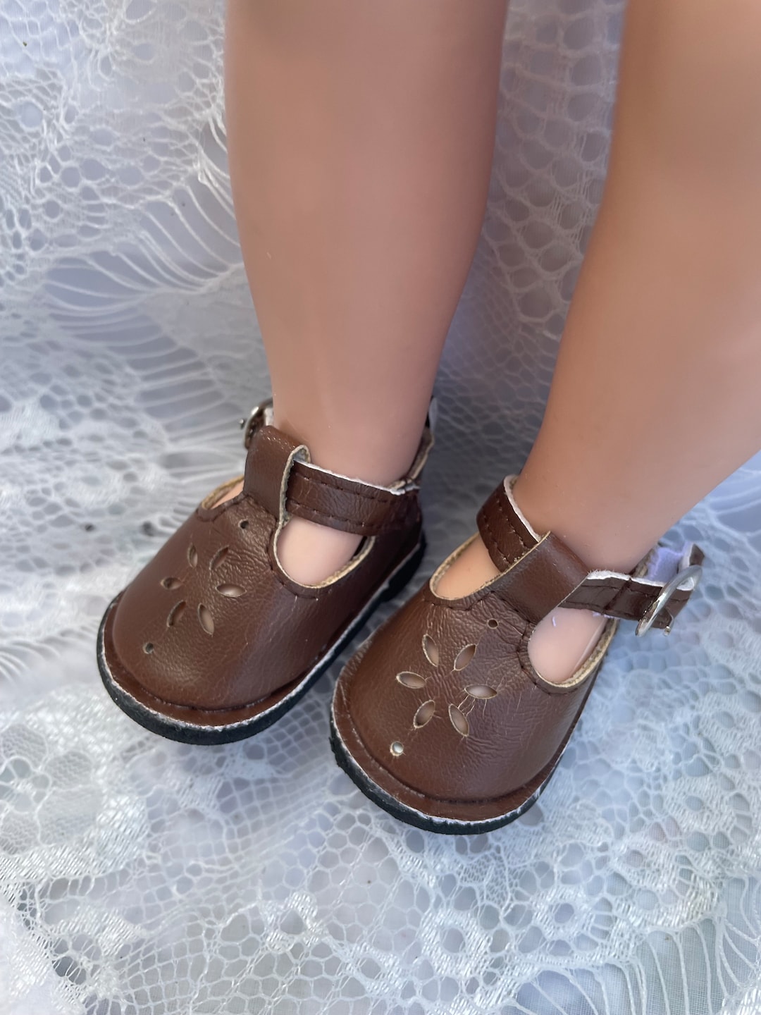 Wellie Wisher Doll Shoes Tan Shoes 14 Inch Doll Brown Mary Jane Fits ...