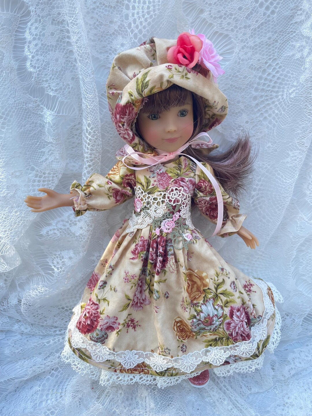 Ruby Red Fashion Friends Doll Clothes Victorian Roses Prairie Bonnet ...