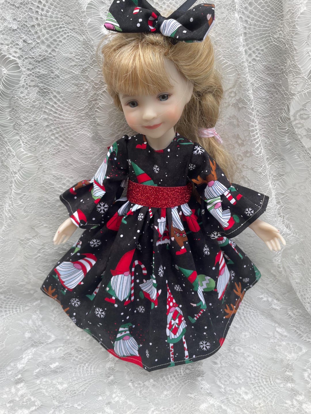 Ruby Red Christmas Gnomes Fashion Friends Doll Dress Twirling Dress ...