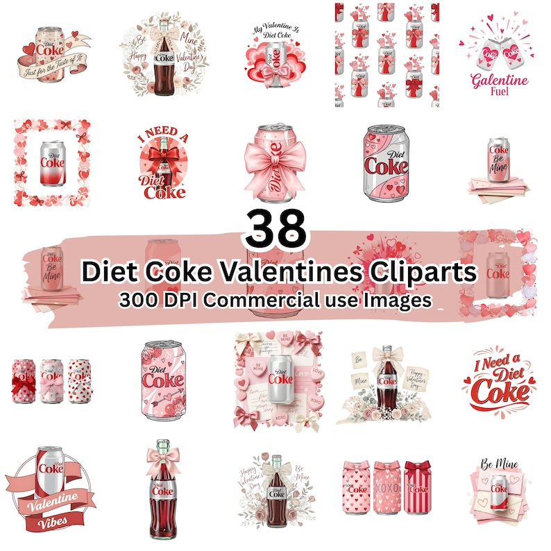 Diet Coke Inspired PNG Bundle | 38 Coquette Bow Aesthetic PNG Designs ...