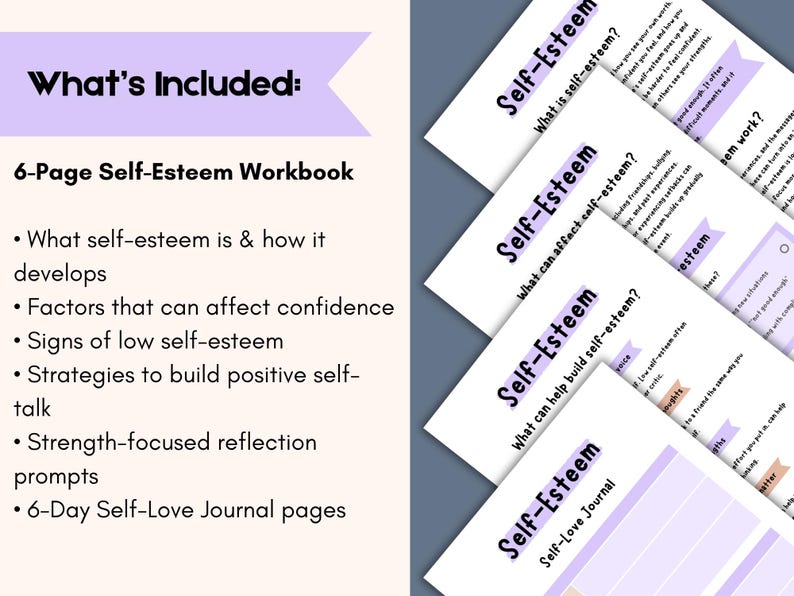 Self-esteem Workbook for Kids and Teens | Printable Self-esteem Therapy ...