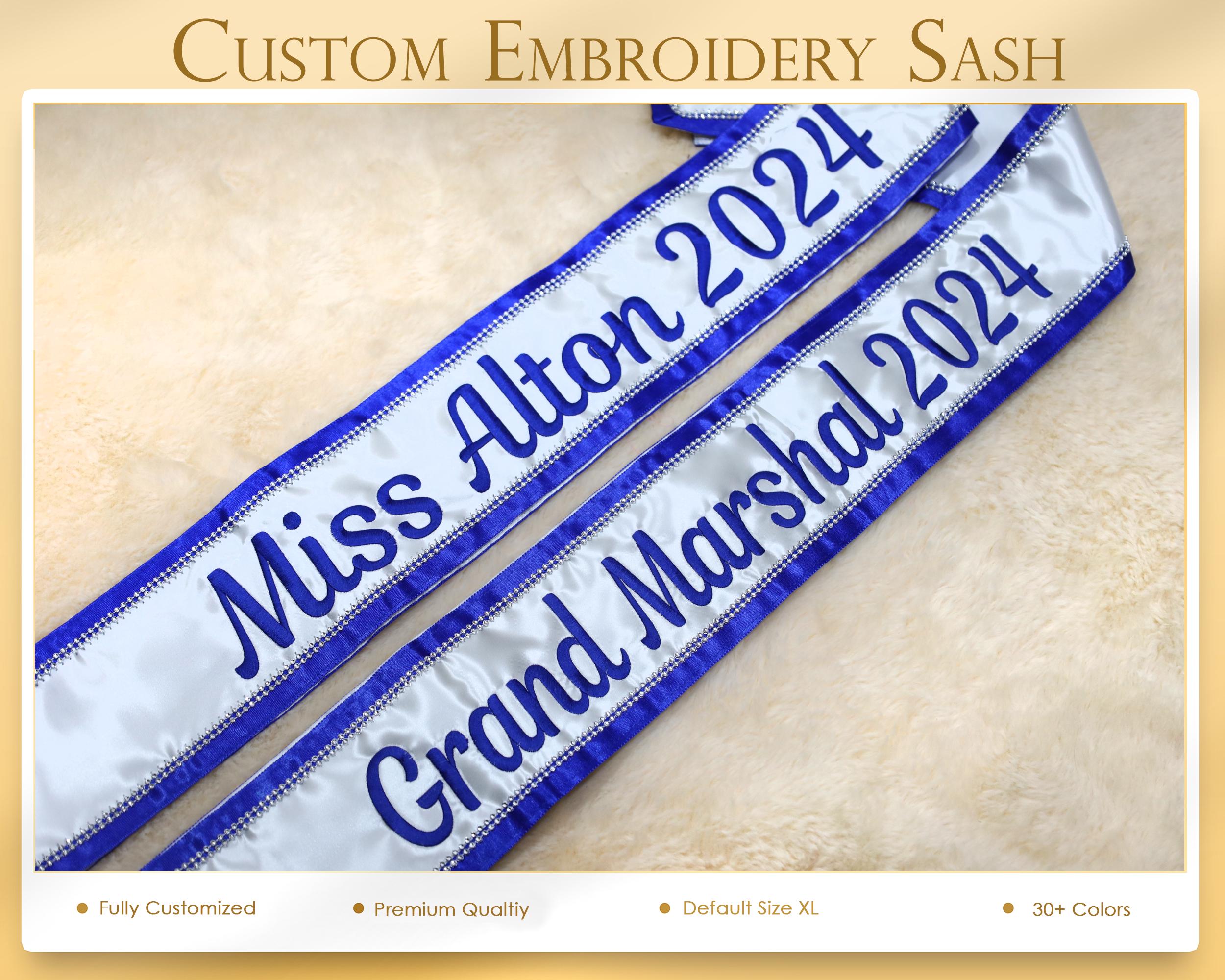 Customized Embroidery Lace Sash Personalized Pageant Sash Custom Lace ...