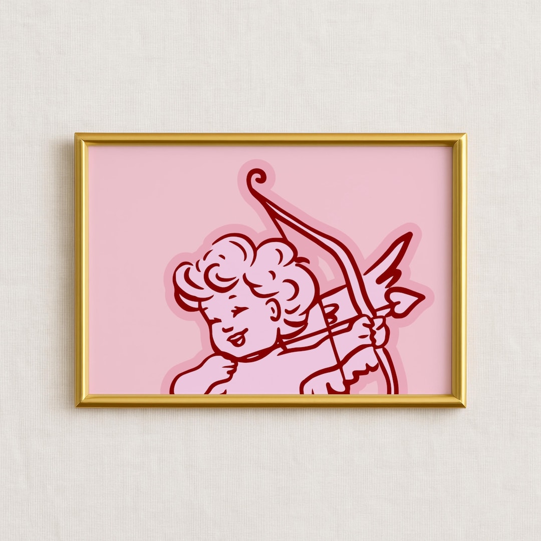 Printable Valentine's Day, Printable Cupid Wall Art, Pink Love ...