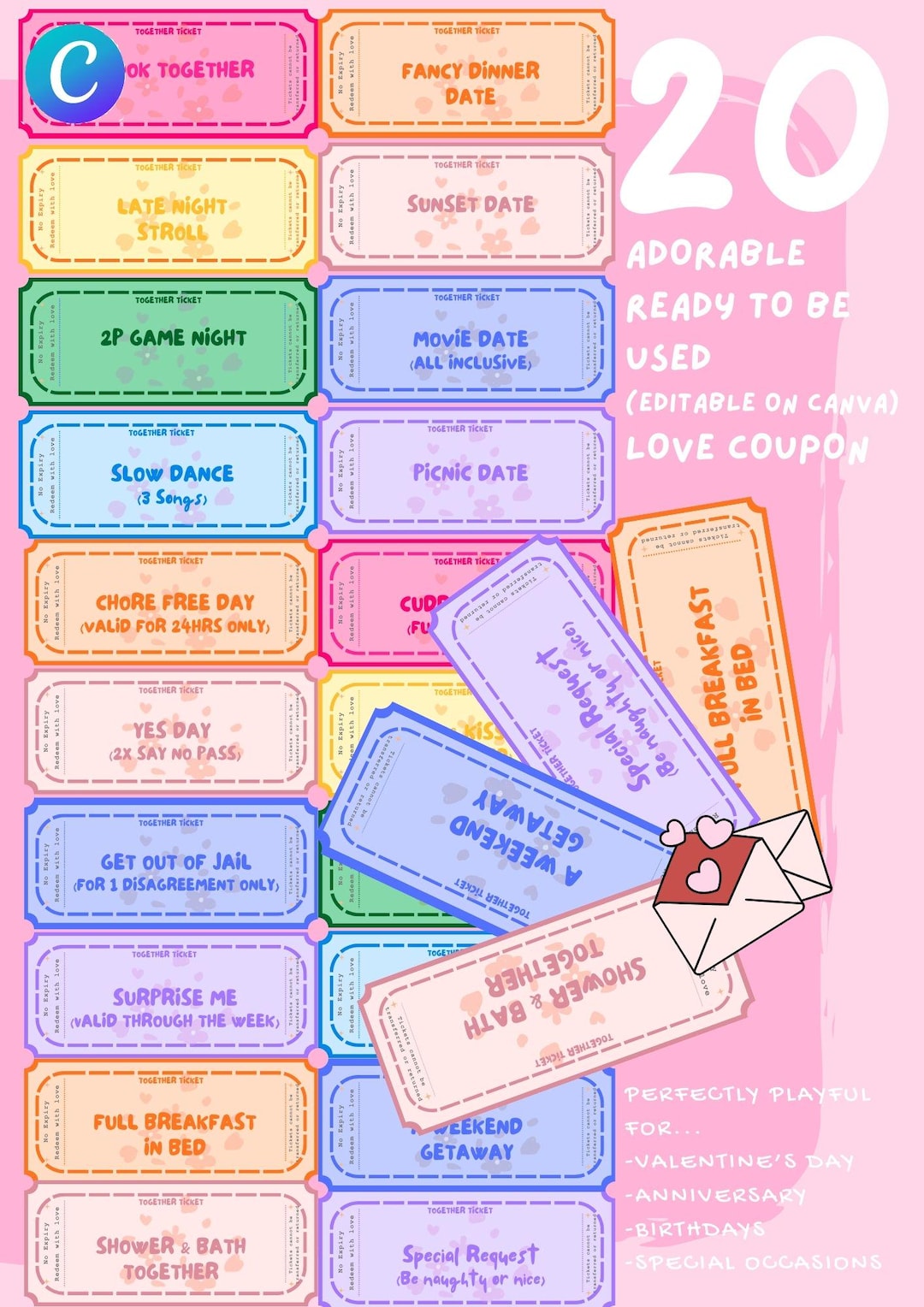 Adorable Digital Download Relationship Love Coupons - Together Tickets ...