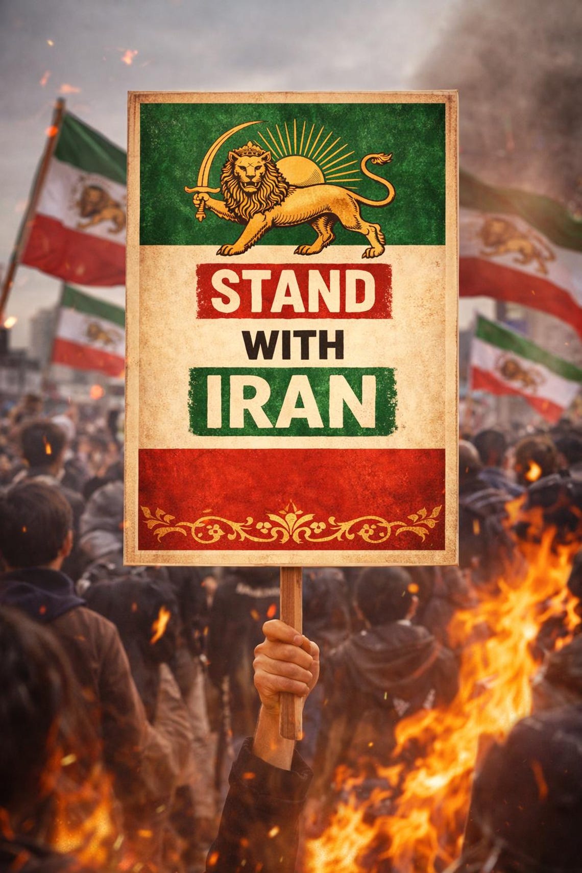 STAND WITH IRAN Poster - Digital Download - Iranian Flag Lion Emblem ...