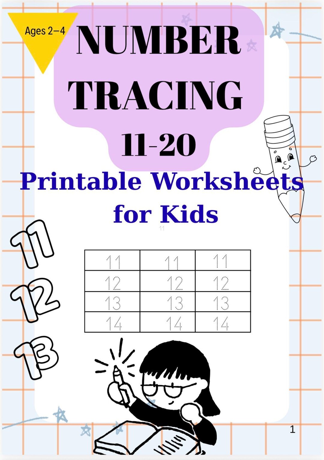 Number Tracing Worksheets 11–20 – Printable PDF for Kids (ages 2–4 ...