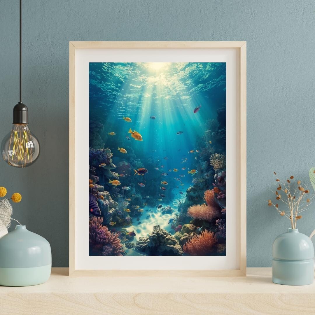 Dive Into the Sea! Retro Ocean Art Print - Making Waves Vintage Poster ...