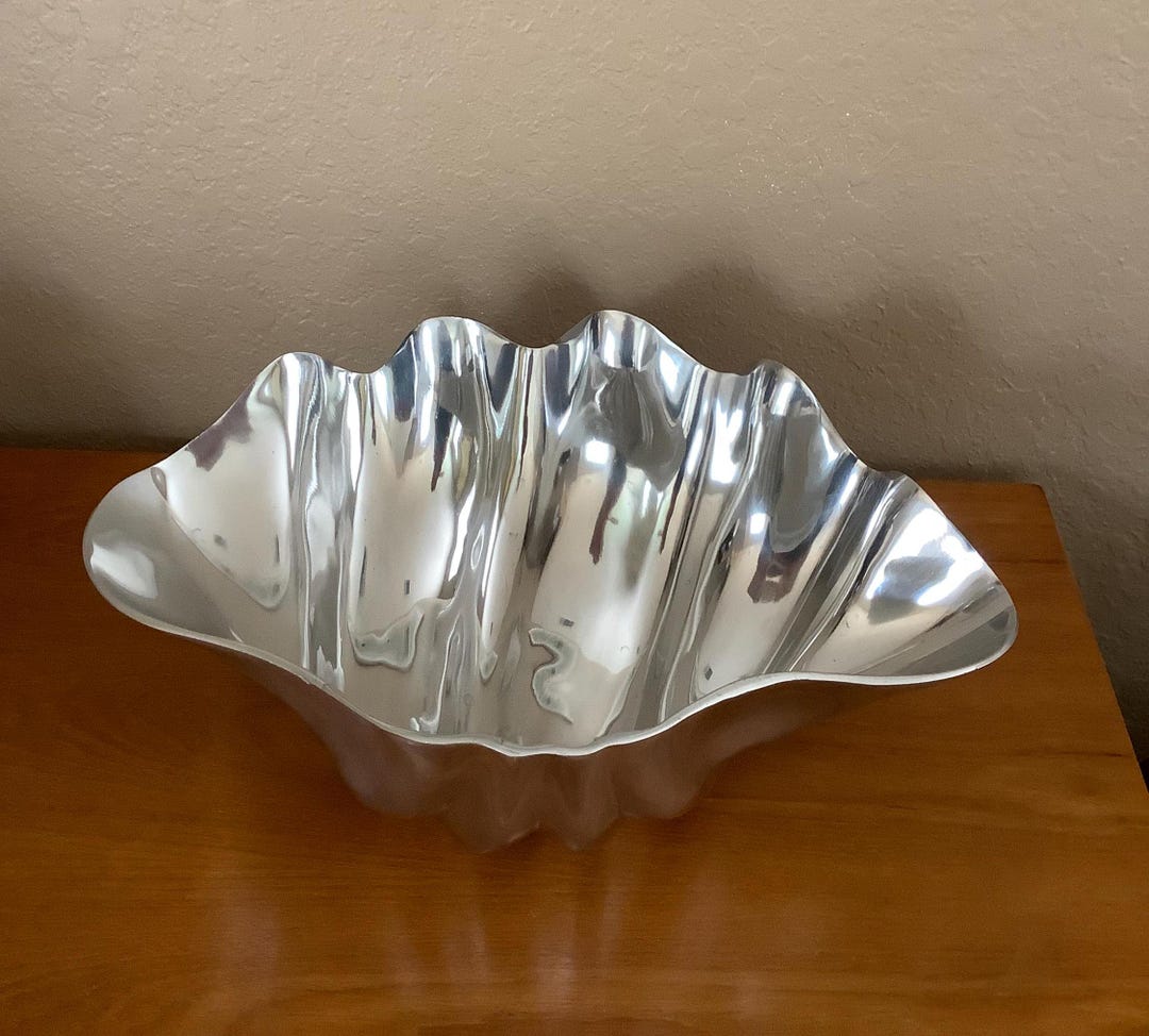 Aluminum, Clam Shell, Centerpiece, Seashell Bowl, 18 X 11 X 7 ", Made ...
