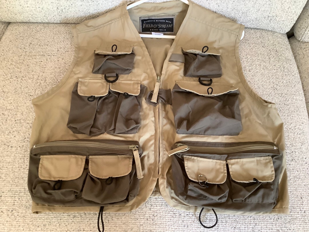 Vintage Field & Stream Fishing Vest Men's L Beige Multi Pockets~outdoor ...