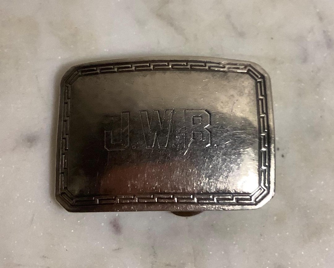Antique Sterling Silver 5172 Belt Buckle William Kerr Monogrammed J.W.B ...
