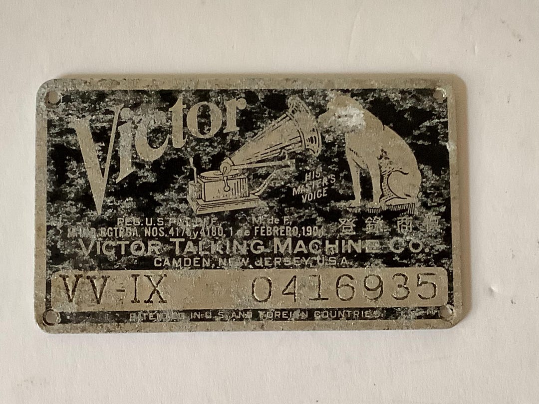Vintage Victrola Victor Talking Machine Model VV-IX Name Plate ID ...