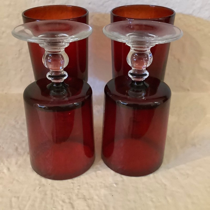 Red Bubble Stem Glasses - Etsy