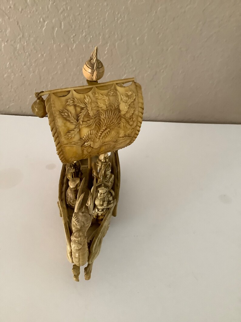 Vintage Resin/plastic Chinese Characters & Carved Dragon Junk - Etsy