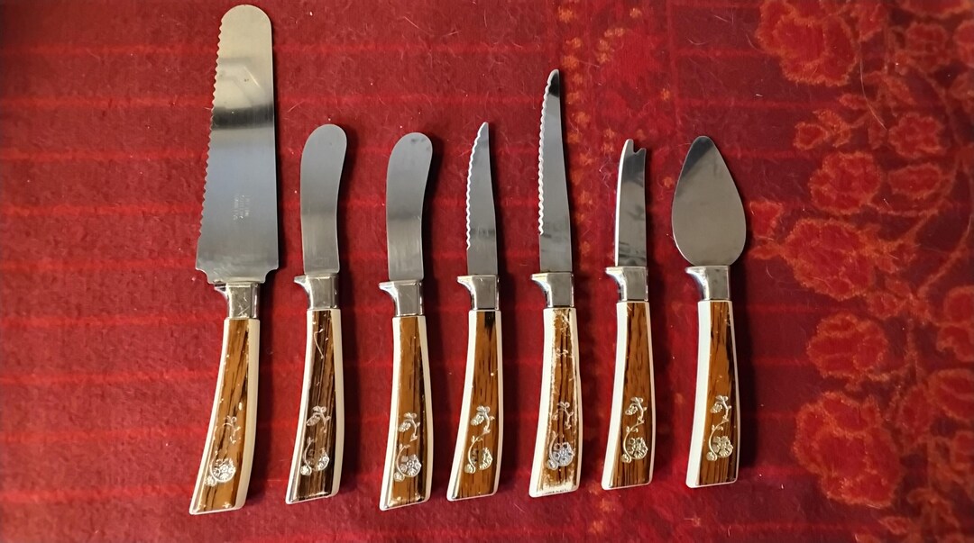 7 Piece Vintage Lifetime Cutlery Kitchen Knife Set~ Fleur D'or ...