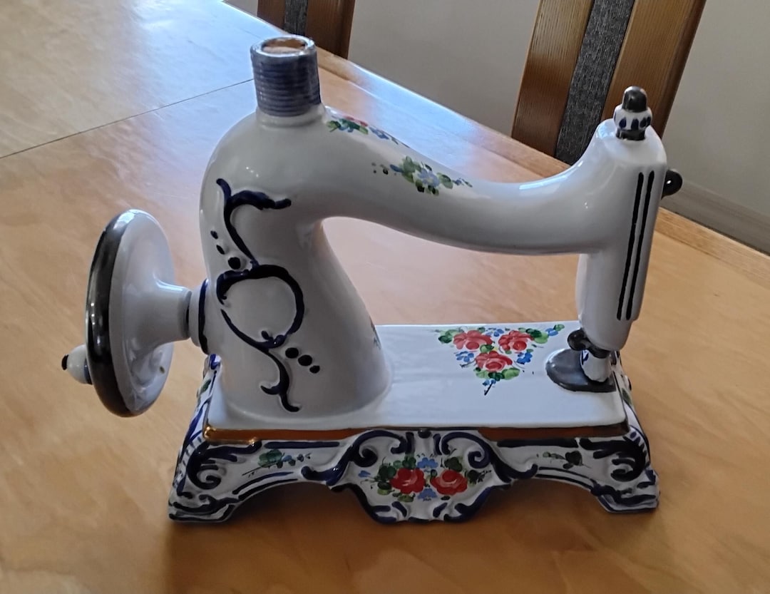 Vintage 1970 Porcelain Hand Painted Sewing Machine Brandy Sauce ...