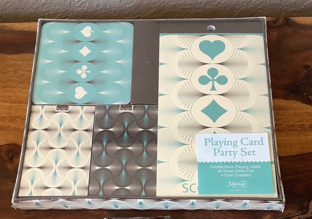 Markings Playing Card Party Set by C.R. Gibson ~turquoise~white~black ...