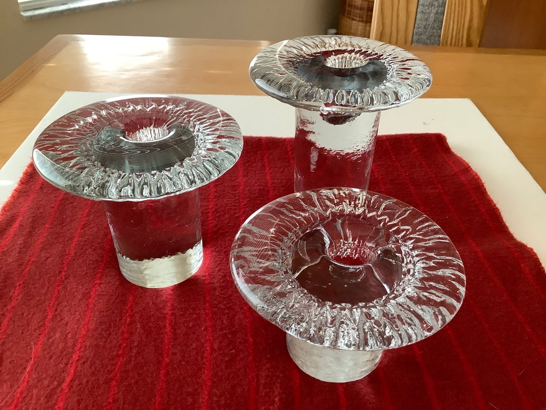 Vintage Blenko Art Glass Mushroom Candle Holders - Don Shepherd Design ...