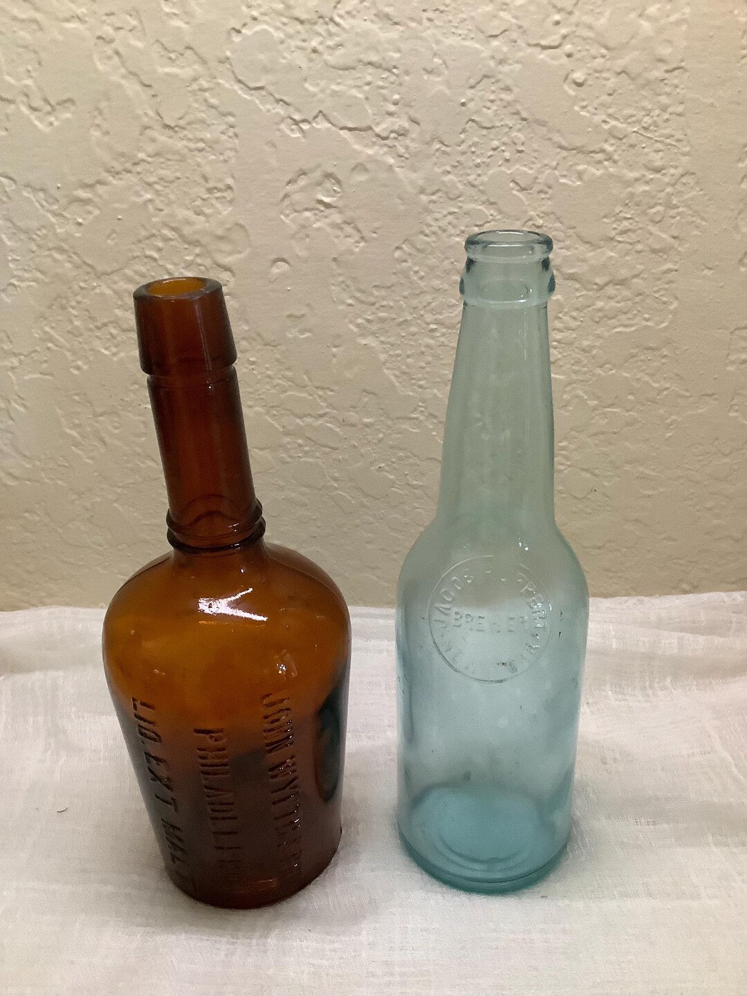 Antique Amber John Wyeth Bottle and Blue Tint Jacob Ruppert -new York ...