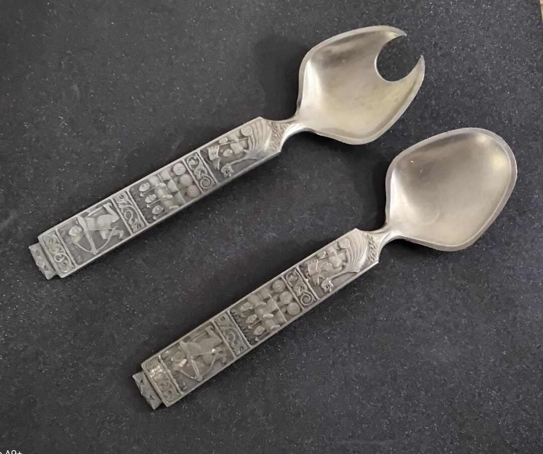 Vintage Hardanger KONGETINN Pewter Handle Norway Viking Flatware~pair ...