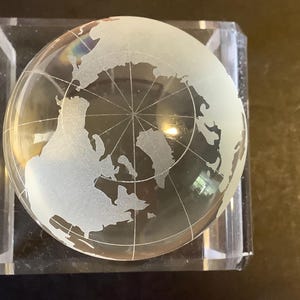 Vintage Frosted Crystal Glass World Globe Earth 3 Diameter Paperweight ...