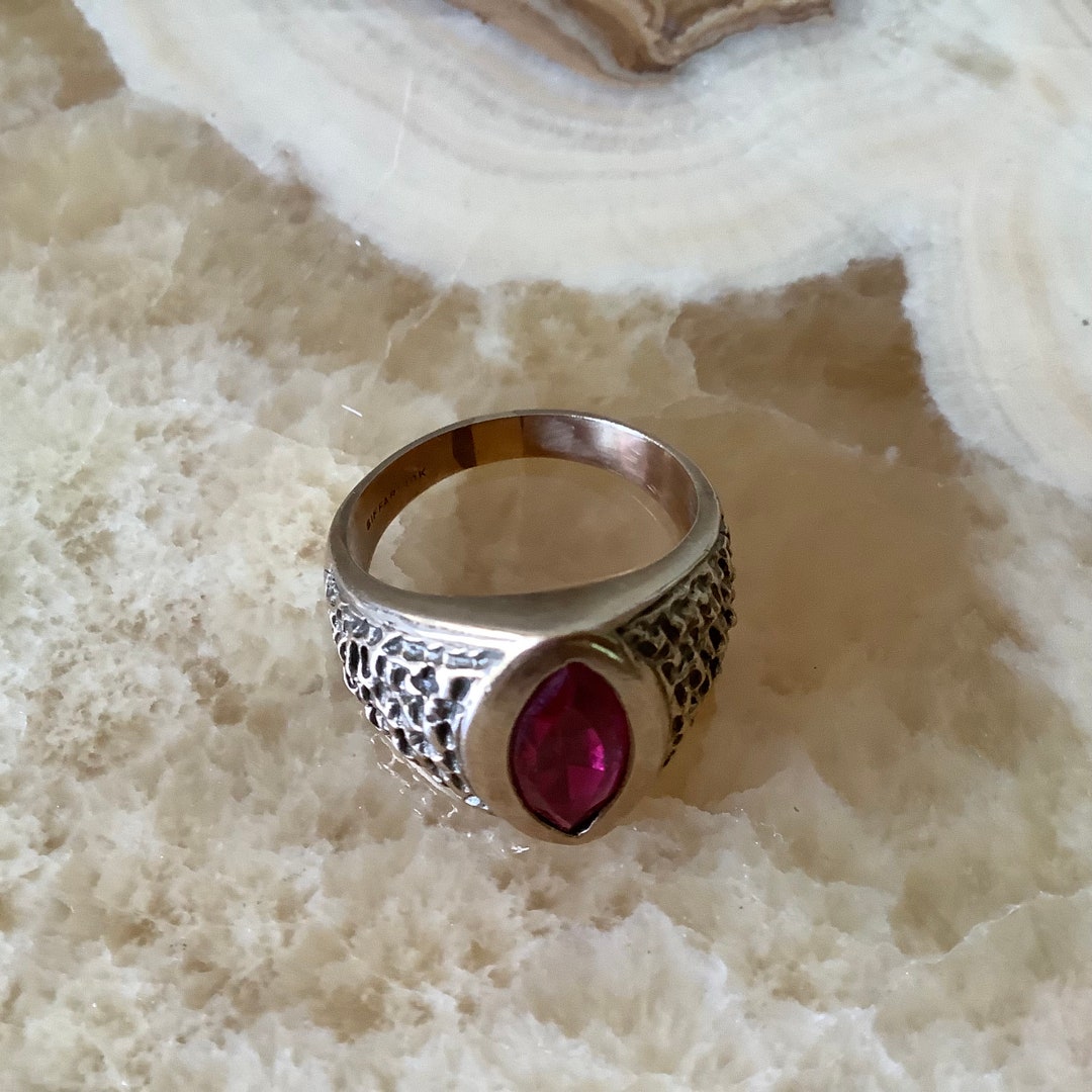 SIFFARI 10k Yellow Gold Men's Ringred Stonesize 119.57 Grams - Etsy