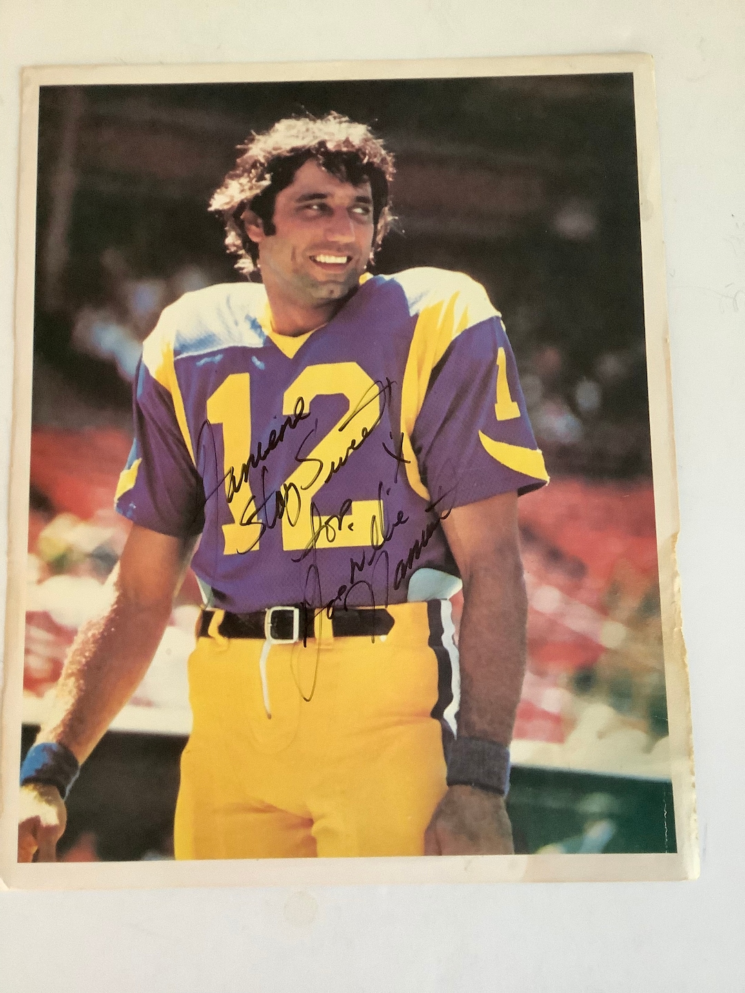 1977 Los Angeles RAMS~ Joe Nameth~ Autographed ~ Photo ~ 8" X 10" ~RARE ...
