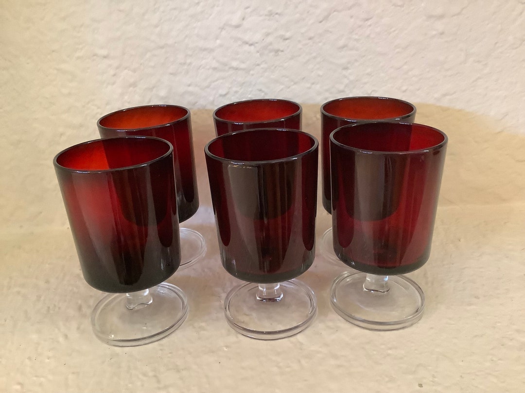Vintage Luminarc Arcoroc France Ruby Red Cordials-juice Stemware~set of 6. - Etsy