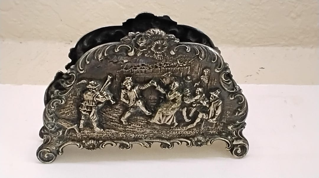 Antique Dutch Zilpla 90 Art Deco~silver Plated Napkin/mail Holder~party ...