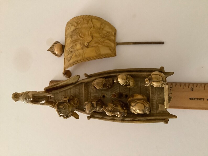 Vintage Resin/plastic Chinese Characters & Carved Dragon Junk - Etsy