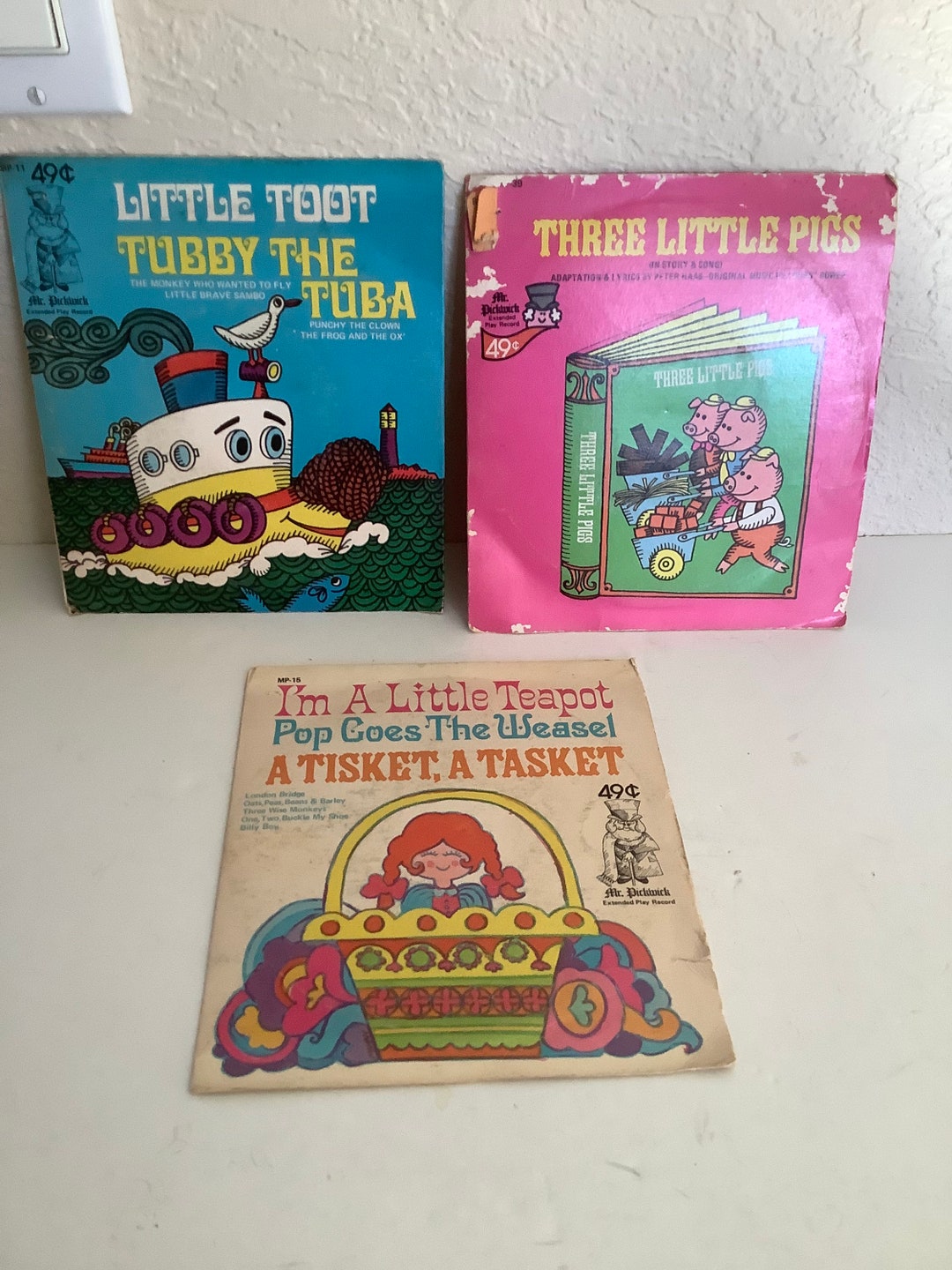 3 Vintage Mr. Pickwick 45 Rpm-tubby the Tuba, 3 Little Pigs, I'm A ...