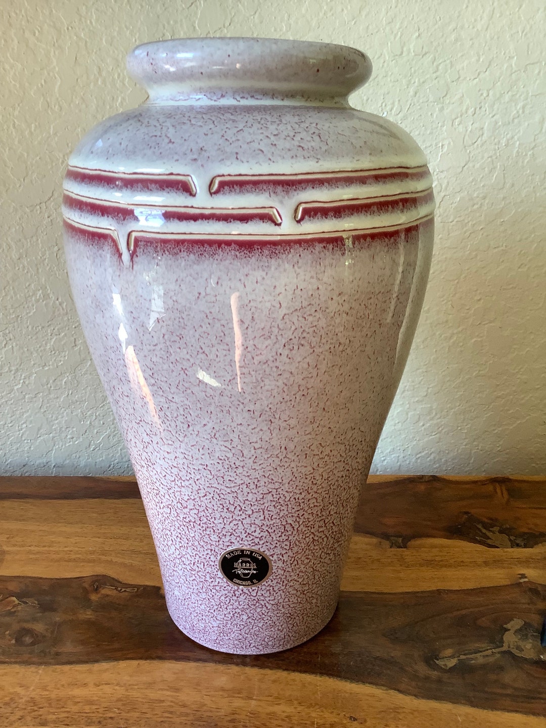 Vintage Harris Potteries Chicago Illinois Tall 14" Mottled Purple Art ...