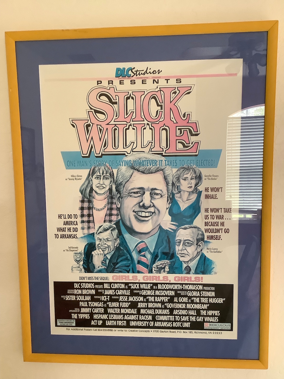 Vintage 1992 Bill Clinton as "slick Willie" Campaign Custom Framed ...
