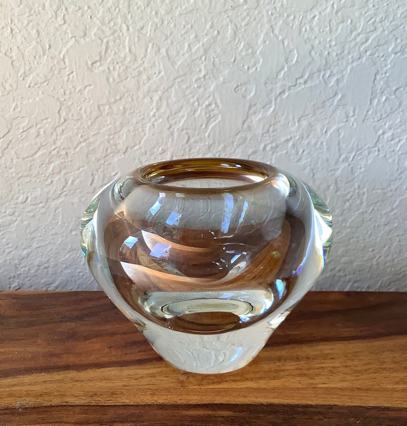 Waterford Crystal Evolution Signed Vase~vincent Rellis~ 2005~amber Rim ...