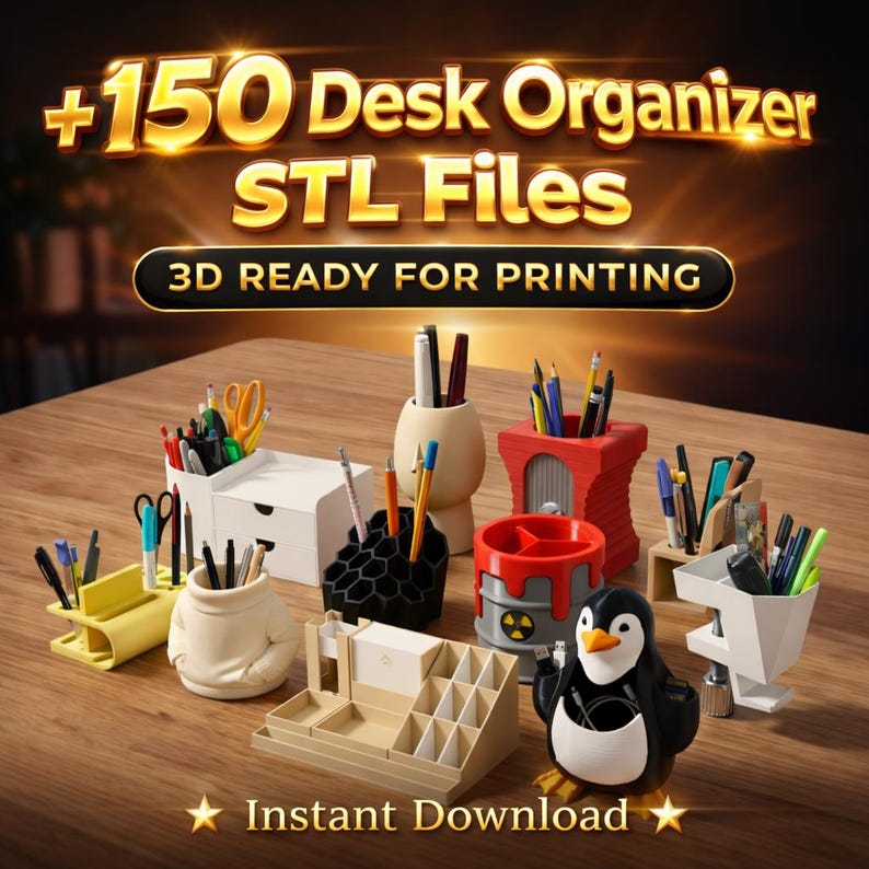 150+ Desk Organizer STL Files | 3D Printable Office Organizers Bundle ...